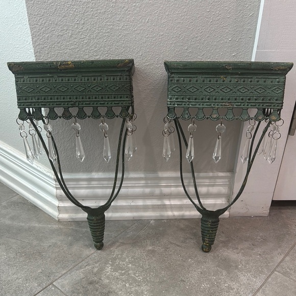 Hobby Lobby | Accents | Vintage Sage Green Wall Sconces With Crystal ...